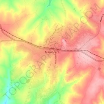 Marondera topographic map, elevation, terrain
