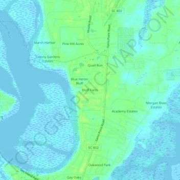Bluff Farm topographic map, elevation, terrain
