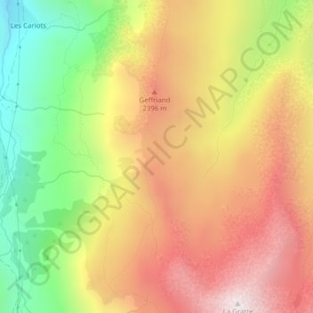 Col de Geffriand topographic map, elevation, terrain