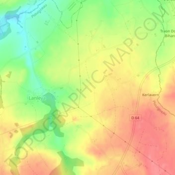 Normandy topographic map, elevation, terrain