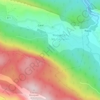 Cascades de la Turasse topographic map, elevation, terrain