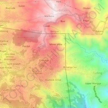 Mines View topographic map, elevation, terrain