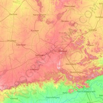 Sehore topographic map, elevation, terrain