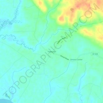 Tidewater topographic map, elevation, terrain