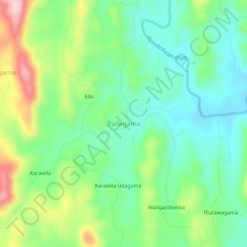 Pallegama topographic map, elevation, terrain