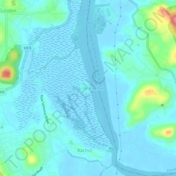 Ilha de Rachol topographic map, elevation, terrain