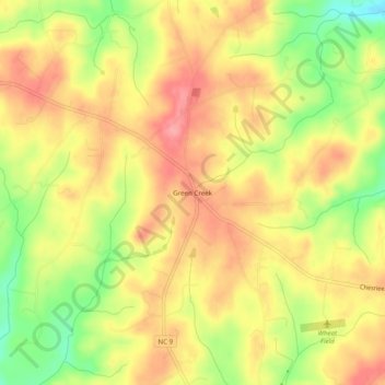 Green Creek topographic map, elevation, terrain