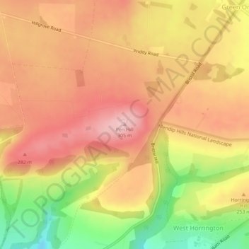 Pen Hill topographic map, elevation, terrain