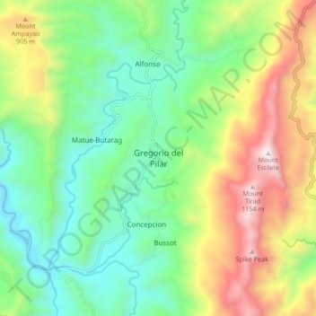 Gregorio del Pilar topographic map, elevation, terrain