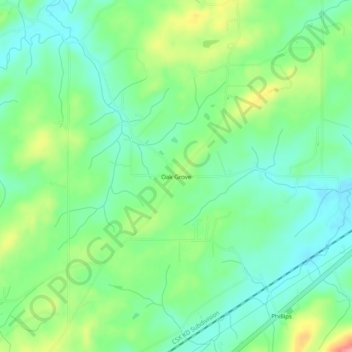 Oak Grove topographic map, elevation, terrain
