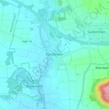 Forchheim topographic map, elevation, terrain