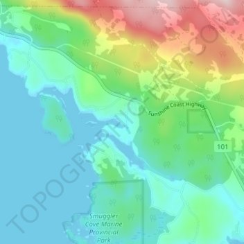 Secret Cove topographic map, elevation, terrain