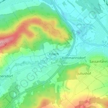 Erlach topographic map, elevation, terrain