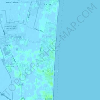 Lido di Pomposa topographic map, elevation, terrain