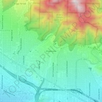 Altacanyada topographic map, elevation, terrain