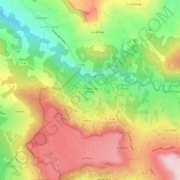 Château de l'Herm topographic map, elevation, terrain