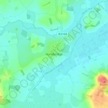 Hambridge topographic map, elevation, terrain