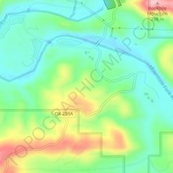 Beavers Bend State Park topographic map, elevation, terrain