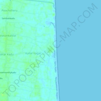 Kameswaram topographic map, elevation, terrain