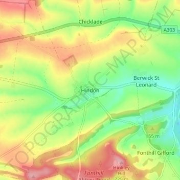 Hindon topographic map, elevation, terrain
