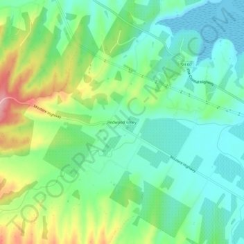 Redwood Valley topographic map, elevation, terrain