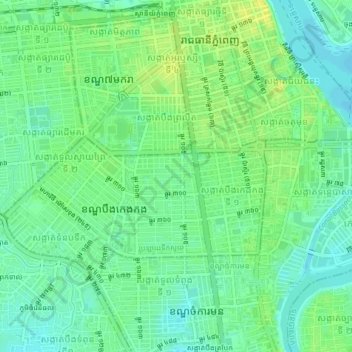 Sangkat Boeng Keng Kang Ti Pir topographic map, elevation, terrain