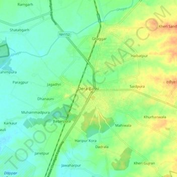 Dera Bassi topographic map, elevation, terrain