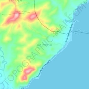 San Francisco topographic map, elevation, terrain