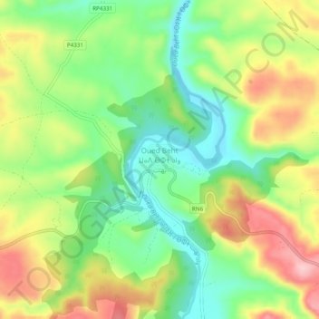 Oued Beht topographic map, elevation, terrain