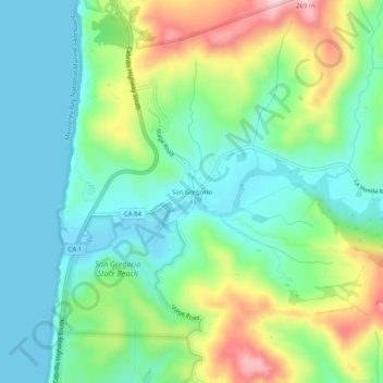 San Gregorio topographic map, elevation, terrain