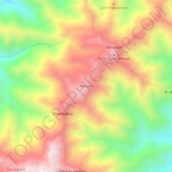 Horcon topographic map, elevation, terrain