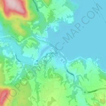Ulefoss topographic map, elevation, terrain