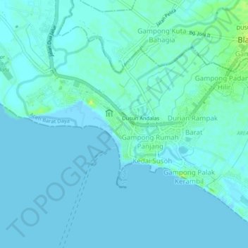 Dusun Samudra topographic map, elevation, terrain