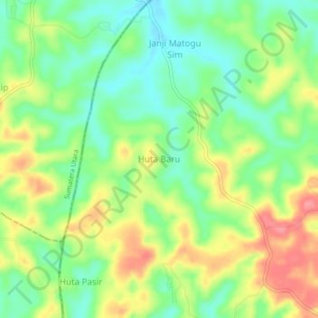 Huta Baru topographic map, elevation, terrain