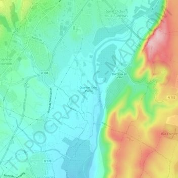 Quartier Saint-Pierre topographic map, elevation, terrain