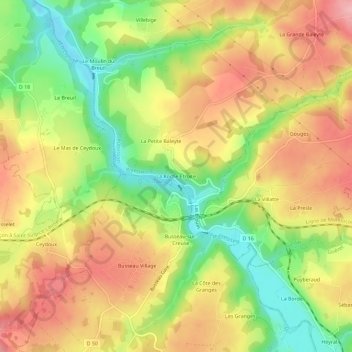 La Roche Etroite topographic map, elevation, terrain