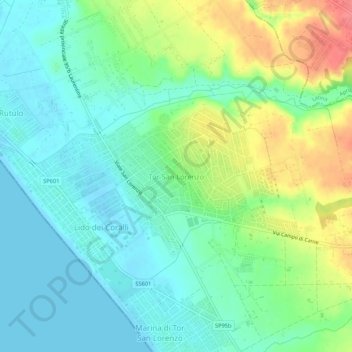 Tor San Lorenzo topographic map, elevation, terrain