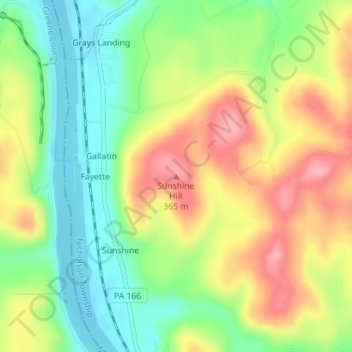 Sunshine Hill topographic map, elevation, terrain