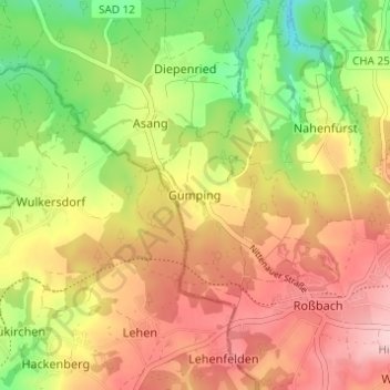 Gumping topographic map, elevation, terrain