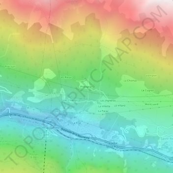 Pralognan topographic map, elevation, terrain