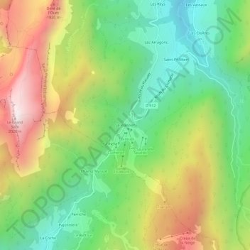 Le Planolet topographic map, elevation, terrain