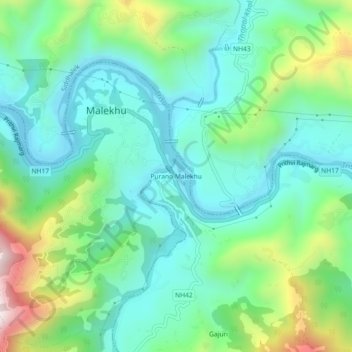 Purano Malekhu topographic map, elevation, terrain
