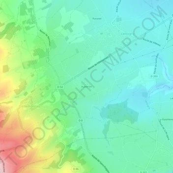 Aubertet topographic map, elevation, terrain
