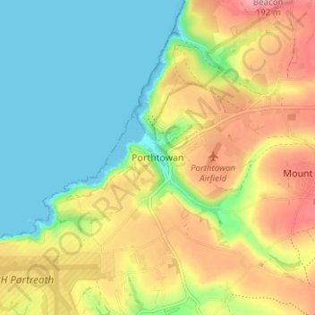 Porthtowan topographic map, elevation, terrain