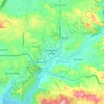 Rancho San Diego topographic map, elevation, terrain