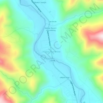 Hoopa topographic map, elevation, terrain