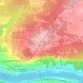 Franklin Mine topographic map, elevation, terrain