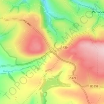 Blackmoor Gate topographic map, elevation, terrain