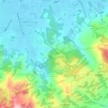 Full View of Shap Pat Heung topographic map, elevation, terrain