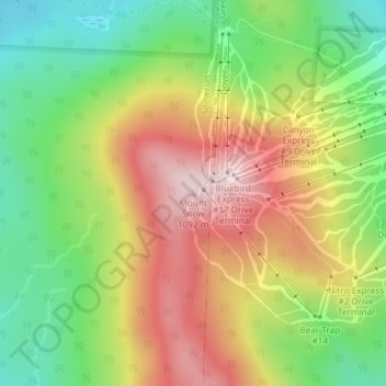 Mount Snow topographic map, elevation, terrain